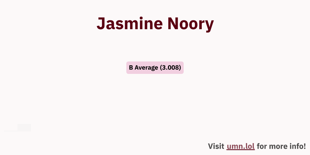 Jasmine Noory | GopherGrades